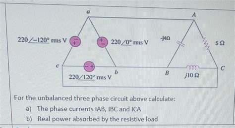 solved for the unbalanced three phase circuit above