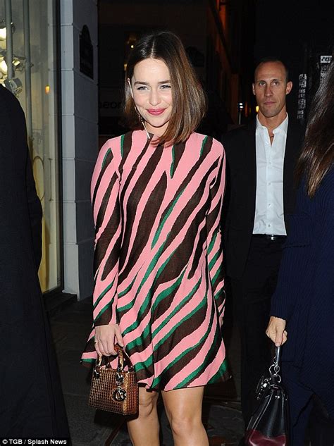Emilia Clarke Shows Off Her Fantastic Legs In Vibrant Pink Mini Dress