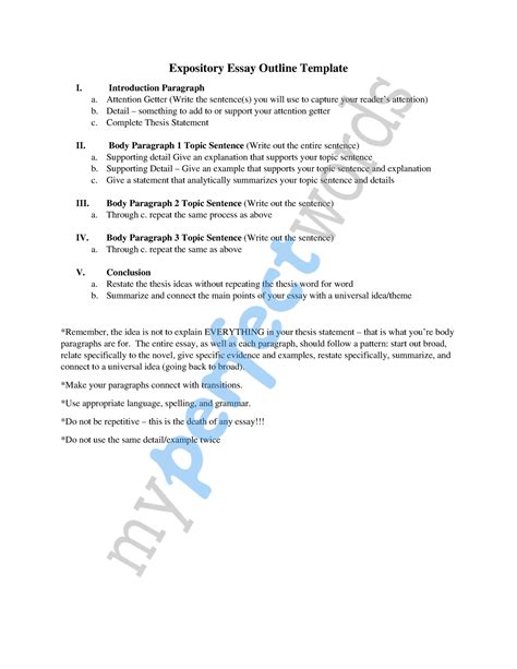 Expository Essay Outline Example Pdf Expository Essay Outline Template I Introduction