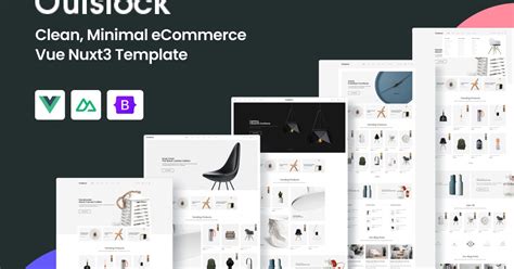 Outstock Minimal Ecommerce Vue Nuxt 3 Template Site Templates Landing Page Templates Ft