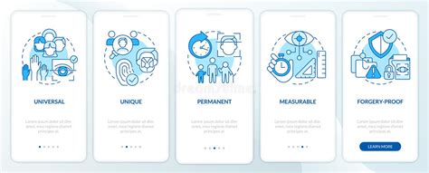Advantages Of Biometric Data Blue Onboarding Mobile App Screen Stock