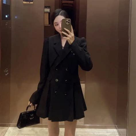 정장 드레스 높은 센스 여성 의류 헵번 스타일 작은 기질 긴 소매 프랑스 스타일 스커트 2022 봄 신제품