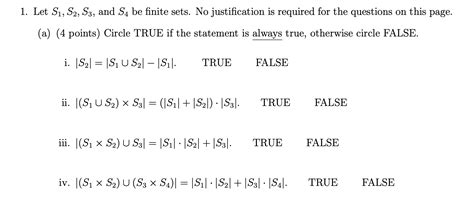 solved 1 let s1 s2 s3 and s4 be finite sets no
