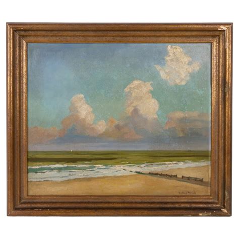 Gustave Massin Signed Belgian Coastal Landscape Oil Painting For Sale