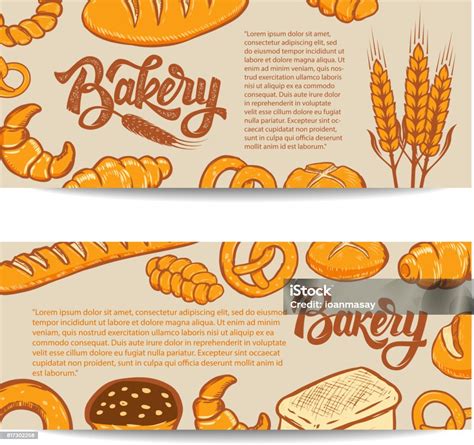 베이커리 배너 템플릿 흰색 배경에 고립의 집합입니다 벡터 일러스트 레이 션 가격표에 대한 스톡 벡터 아트 및 기타 이미지