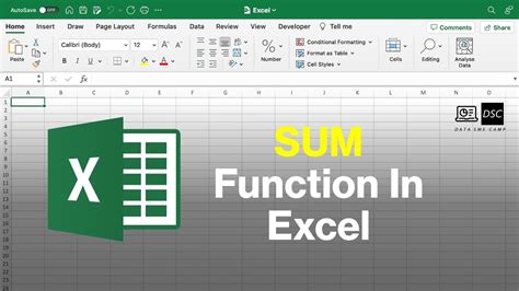 how to use the sum function in microsoft excel youtube