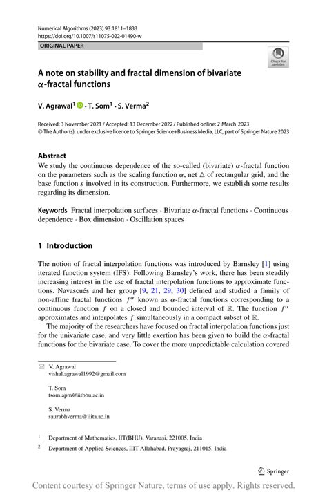 A note on stability and fractal dimension of bivariate α fractal functions Request PDF