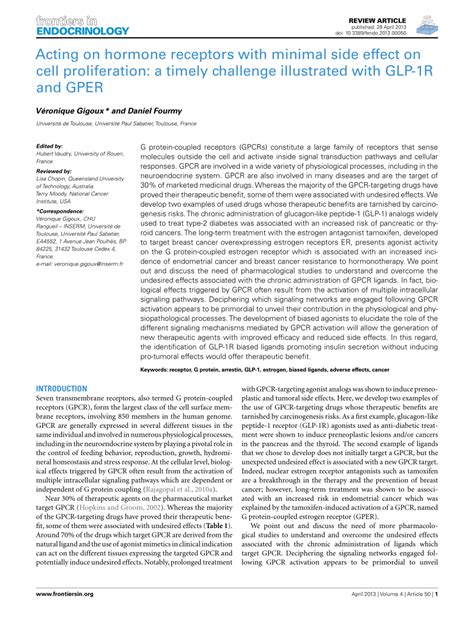 Pdf Acting On Hormone Receptors With Minimal Side Effect On Cell