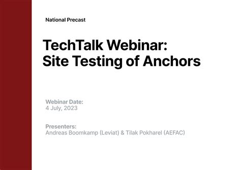 Techtalk Webinar Site Testing Of Anchors National Precast Online
