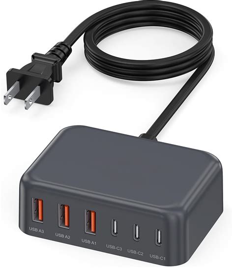 Amazon Com USB C Charger Block 100W GaN 6 Port PD USB C QC USB A Wall Charger Adapter Plug