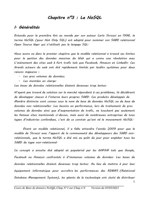 Base De Donnees Nosql Chapitre 3 Pdf Nosql Bases De Données