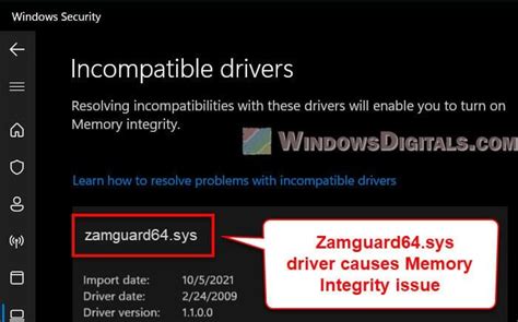 How To Remove Zamguard64sys Memory Integrity Issue Rwindows10howto
