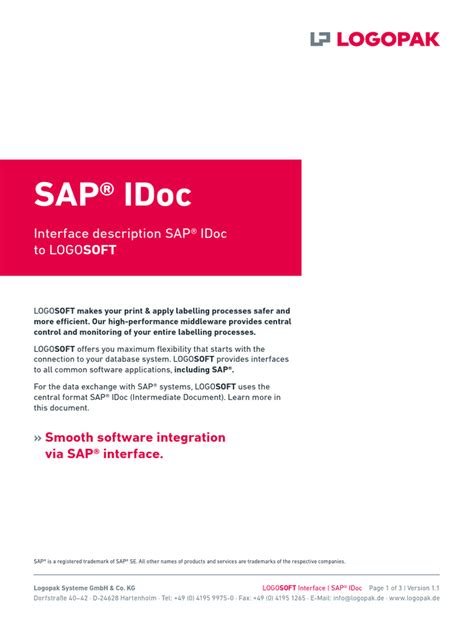Factsheet Interface Idoc En V01 1 Pdf Computer Network File