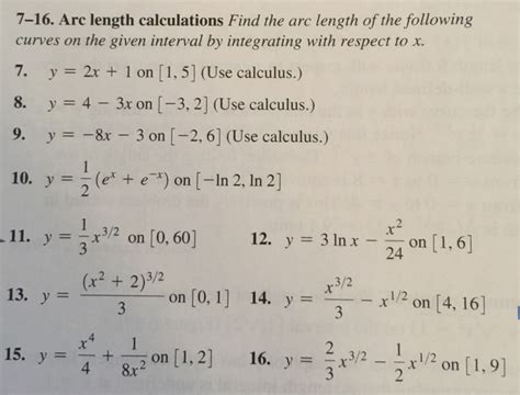 Solved Arc Length Calculations Find The Arc Length Of The Chegg Com