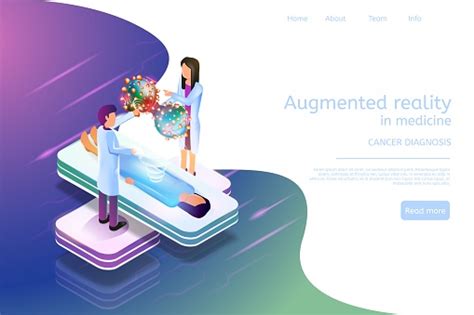 아이소메트릭 배너 증강 현실 의학에서 3d 암세포에 대한 스톡 벡터 아트 및 기타 이미지 암세포 만화 입체 이미지 Istock