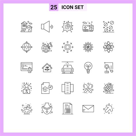 25 universal lines set for web and mobile applications pills design