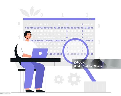 Manusia Menulis Kode Ilustrasi Stok Unduh Gambar Sekarang Kaca Pembesar Peralatan