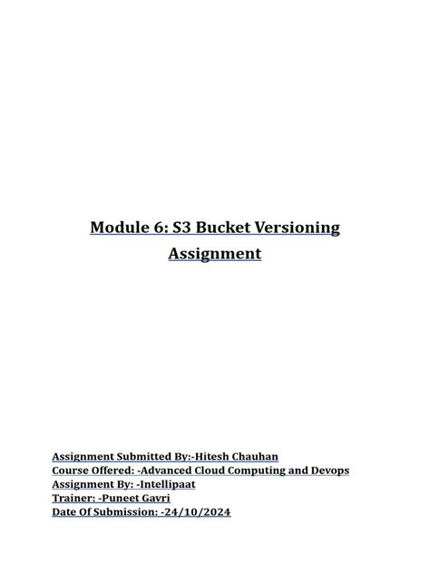 Module 6 S3 Bucket Versioning Pdf