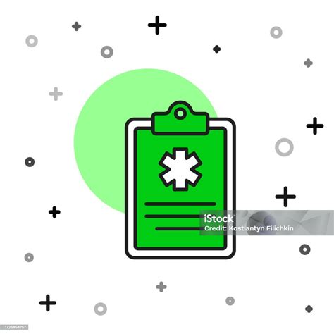 흰색 배경에 격리된 임상 기록 아이콘이 있는 채워진 개요 의료 클립보드 건강 보험 양식 처방전 건강 검진 표시 보고서 벡터 가득