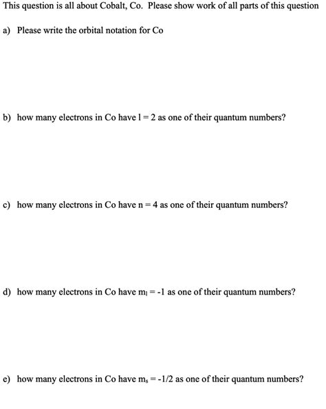 Cobalt Orbital Notation