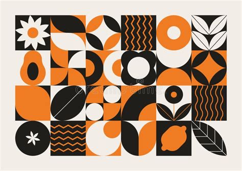 Geometric Natural Pattern Abstract Mosaic Leaf Fruit Plant Simple