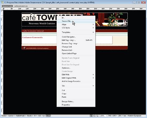 how to use toolbars inspectors and context menus in dreamweaver