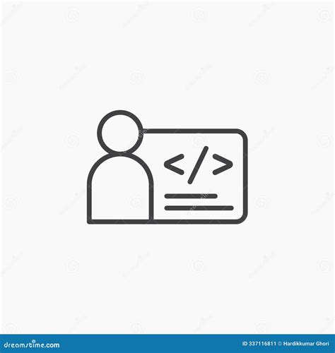 Programmerline In Thin Line Black Color Flat Simple Vector Symbols Illustration Stock Vector