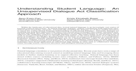 (PDF) Understanding Student Language: An Unsupervised …research.csc.ncsu.edu/learndialogue/pdf ...