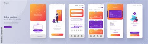 Online Booking Service Mobile Application Template Ui Ux Gui Design Elements Travel