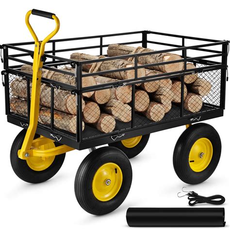 Steel Garden Cart Heavy Duty 1400 Lbs Capacity With Removable Mesh