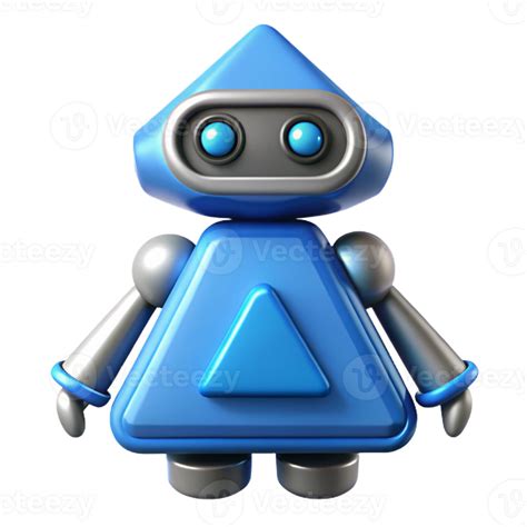 Fascinating Dreamy Nordic Triangular Robot Character Sharp Edges Flat Blue With Scalable