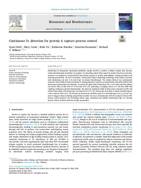 Pdf Continuous Fc Detection For Protein A Capture Process Control