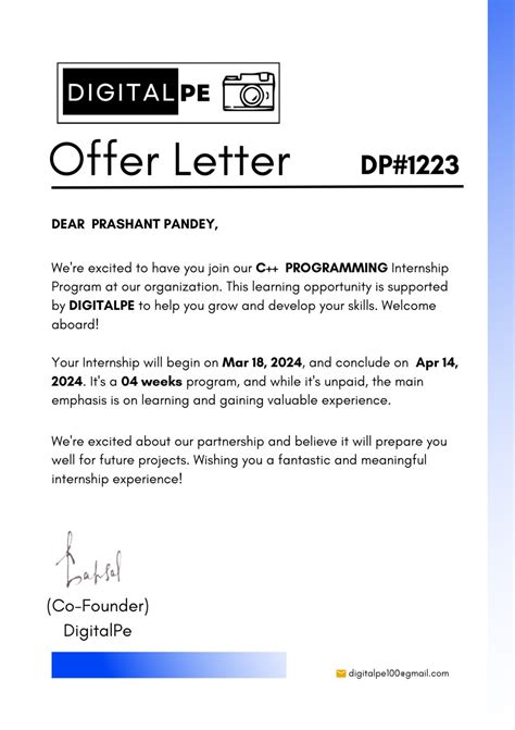 Prashant Pandey On Linkedin Cplusplus Internship Digitalpe