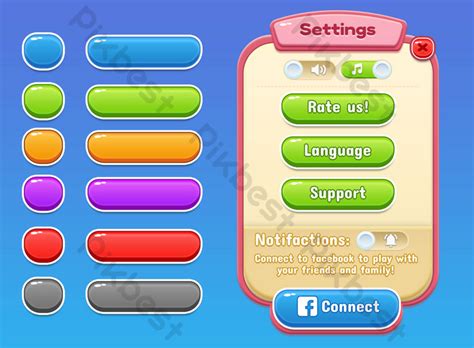 game ui setting popup cool button set game ui interface art ui psd