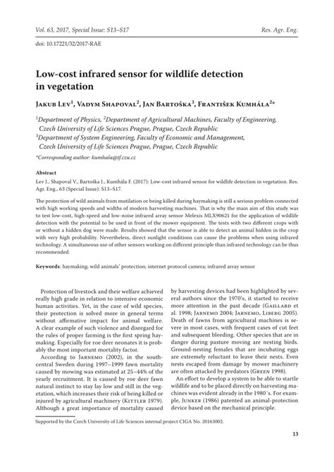 Pdf Low Cost Infrared Sensor For Wildlife Detection In Vegetation