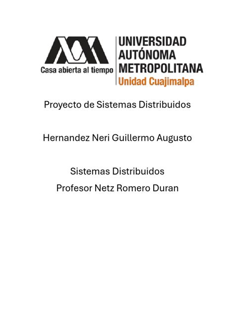Proyecto De Sistemas Distribuidos Pdf Arquitectura De Computadores Programación De