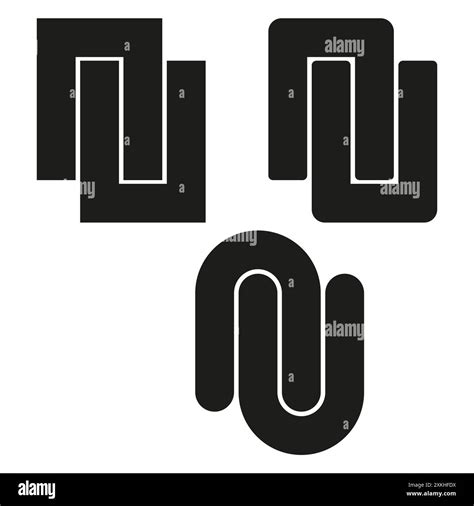 Abstract Interlocking Shapes Black Geometric Forms Modern Design Vector Illustration Stock