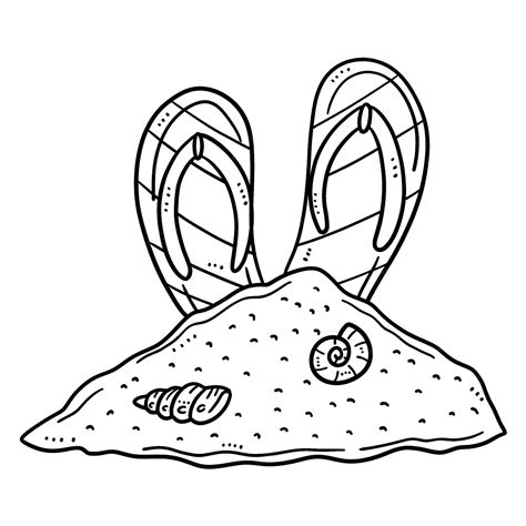 Premium Vector Slipper On The Sand Isolated Coloring Page