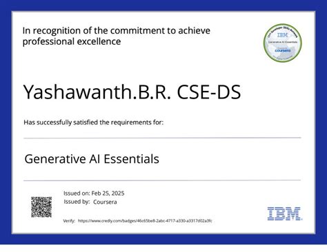 Ai Generativeai Machinelearning Ibm Coursera Artificialintelligence Yashawanth B R