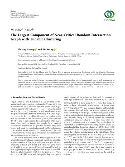pdf the largest component of near critical random intersection graph