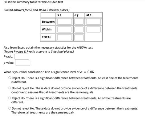 Solved Using MS Excel Run The Independent Measures Chegg Com