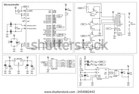 Schematic Diagram Electronic Devicevector Drawing Electrical Stock