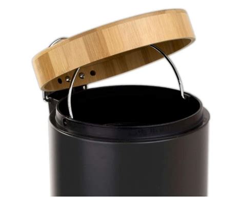 Сив кош за боклук с метален педал и бамбуков капак 3 л Vivre