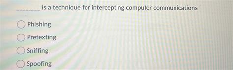 Solved Q ﻿is A Technique For Intercepting Computer