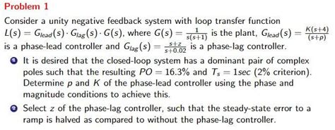 Solved Consider A Unity Negative Feedback System With Loop
