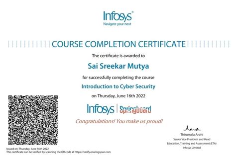 sai sreekar mutya on linkedin infosys cybersecurity