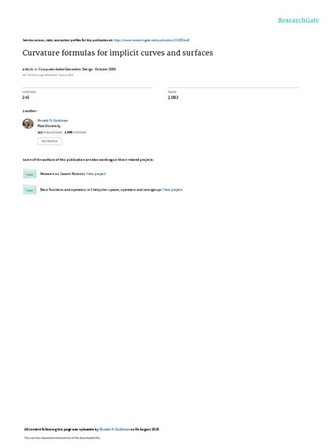 Curvature Formulas For Implicit Curves And Surfaces Computer Aided Geometric Design October
