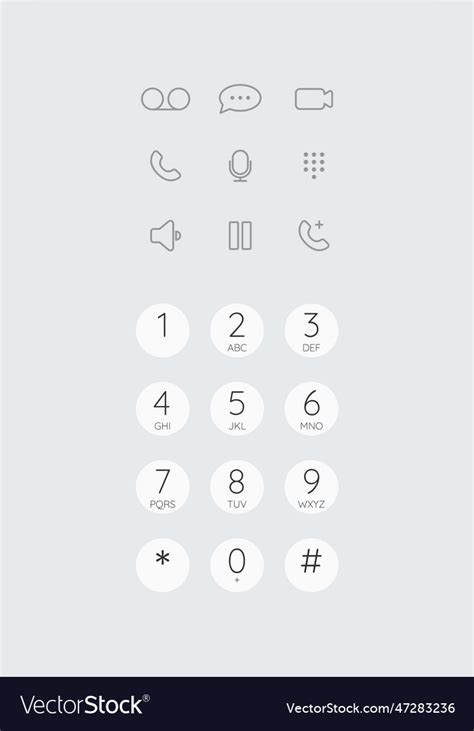 Smartphone Dial Phone Ui Set Phone Pad Screen Vector Image