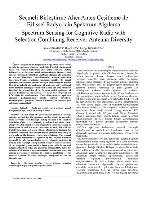 Pdf Spectrum Sensing For Cognitive Radio With Selection Combining Receiver Antenna Diversity