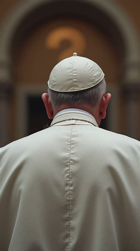 Pope Francis Wearing Zucchetto Rear View Stock Illustration